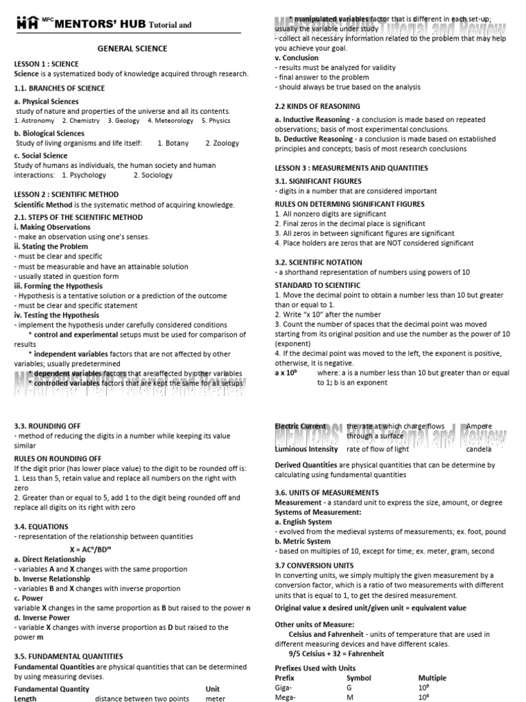 Science 1 General Science | PDF | Science | Measurement