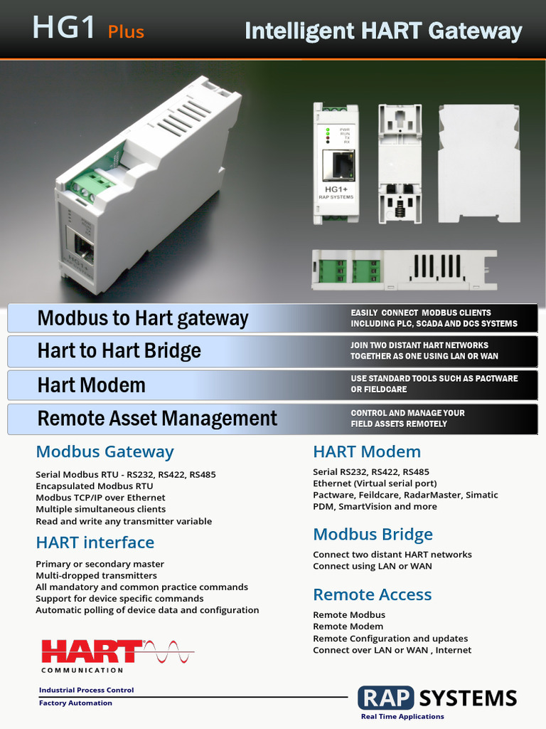 HG1 Plus: Intelligent HART Gateway | PDF | Computer Network | Modem