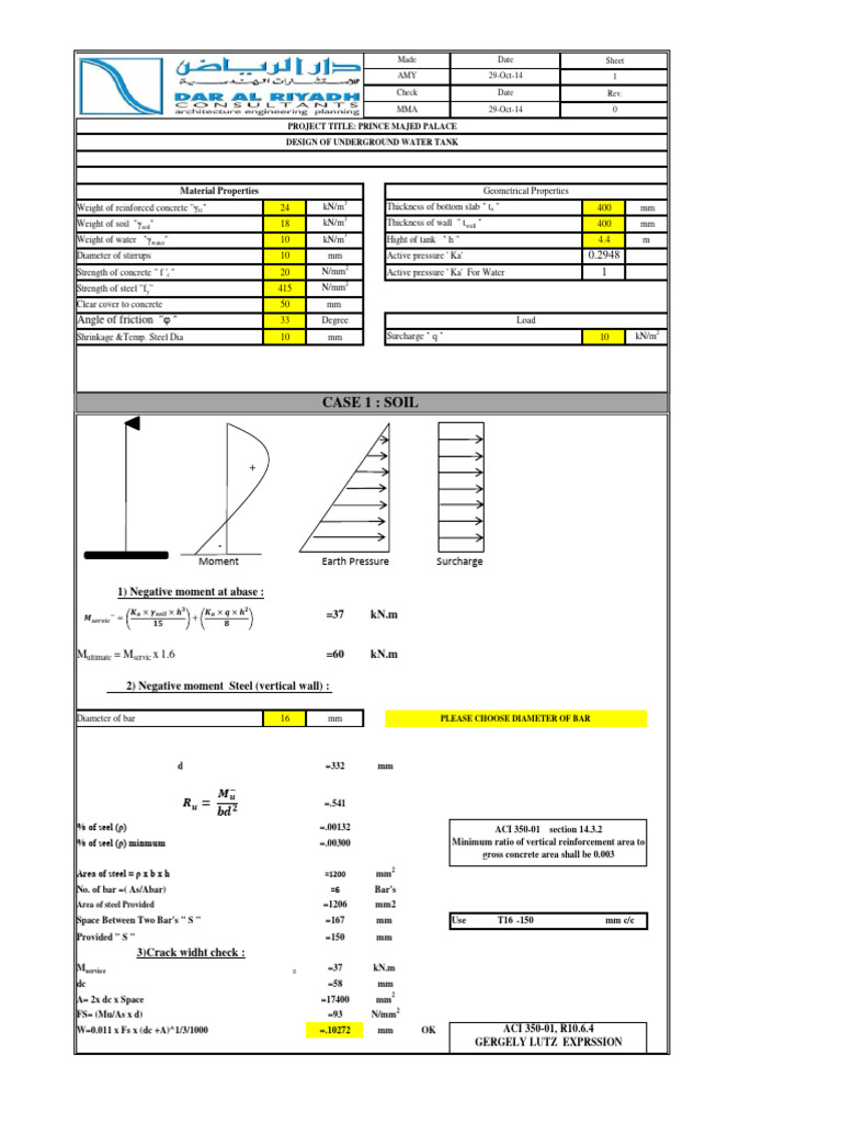 Water Tank Design Aci 318 05 Amp 350 01 | PDF | Building Engineering ...