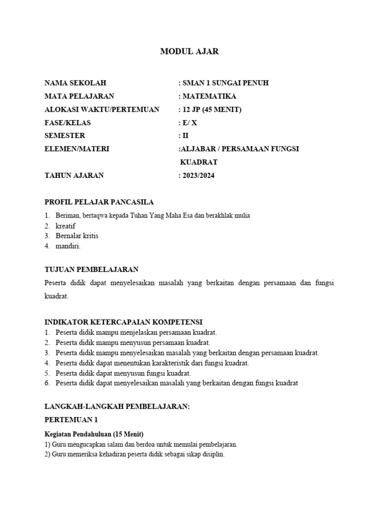 Modul Ajar IHT | PDF