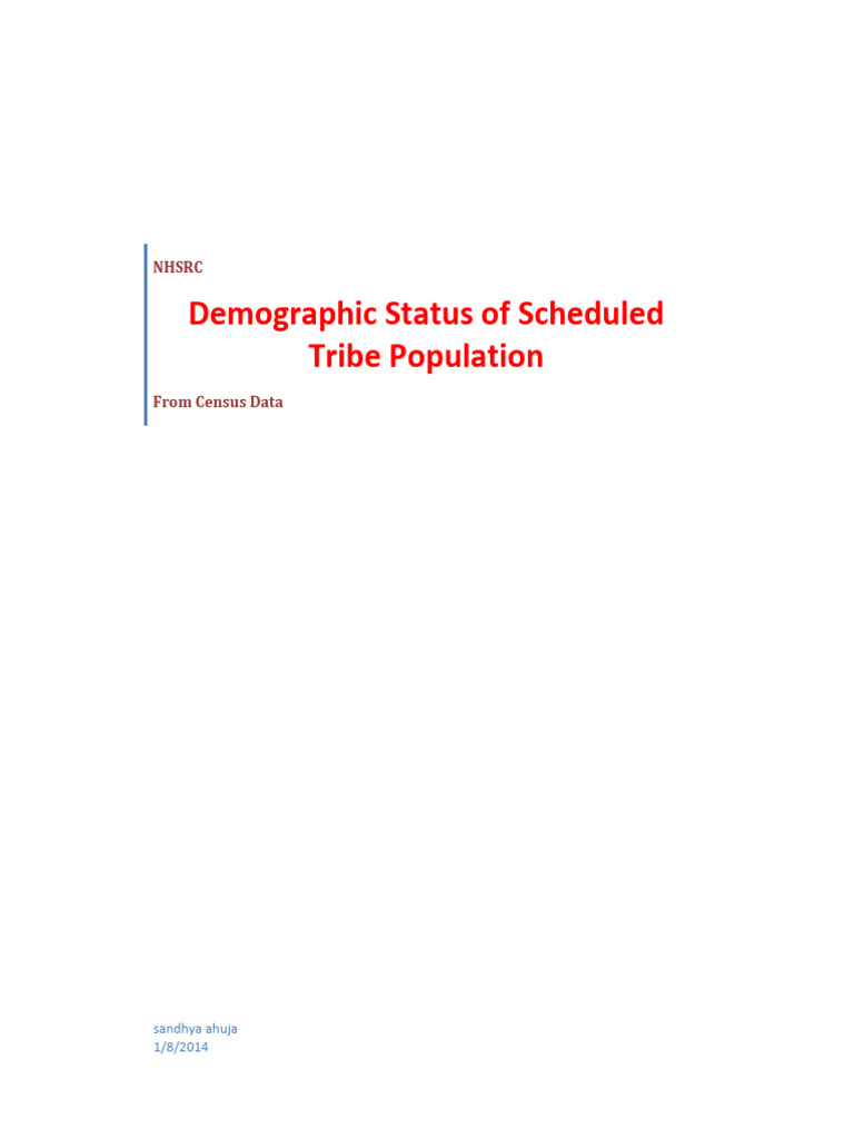 Demographic Status of Scheduled Tribe Population - NHSRC | PDF | South ...
