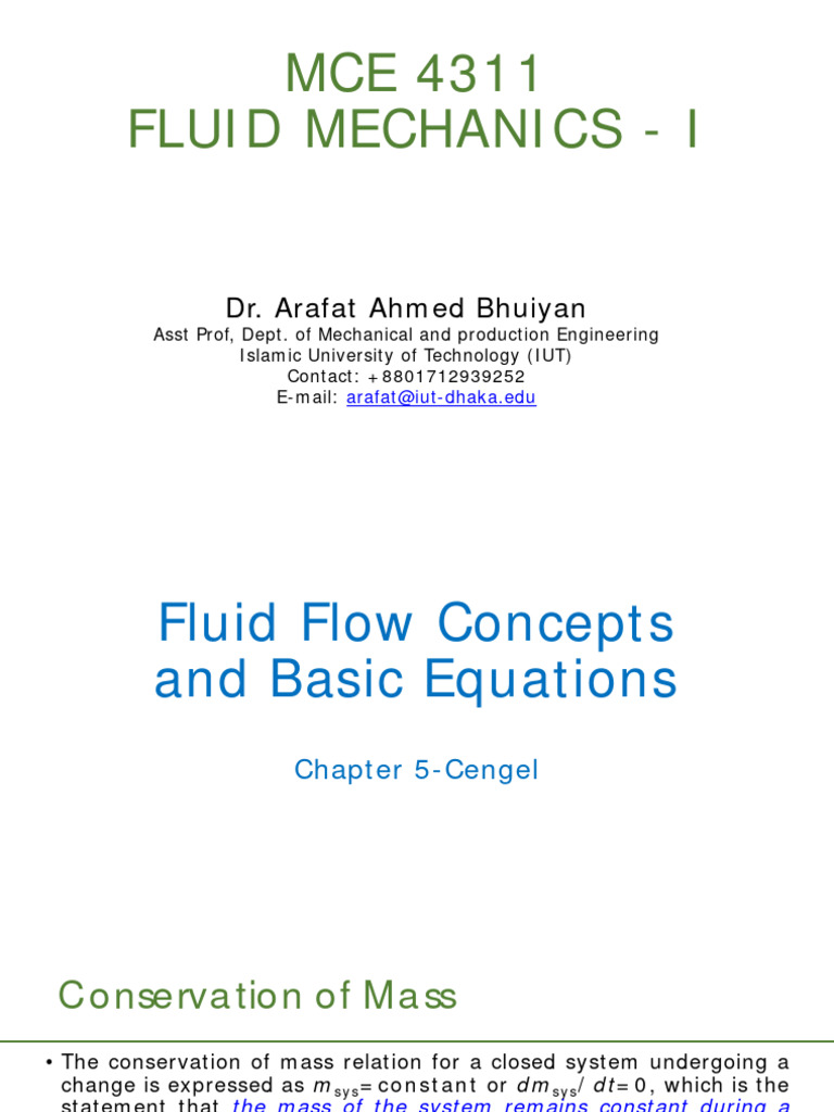 ME 4411_05-Fluid Flow Concept and Basic Equation | PDF | Fluid Dynamics ...