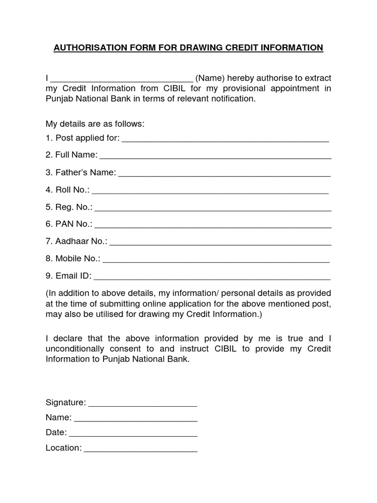 CIBIL Consent Form | PDF