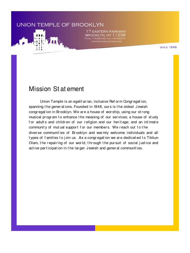 Union Temple: Brooklyn's Historic Reform Congregation | PDF | Rabbi ...