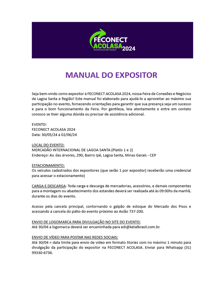 Manual Do Expositor Feconect | PDF