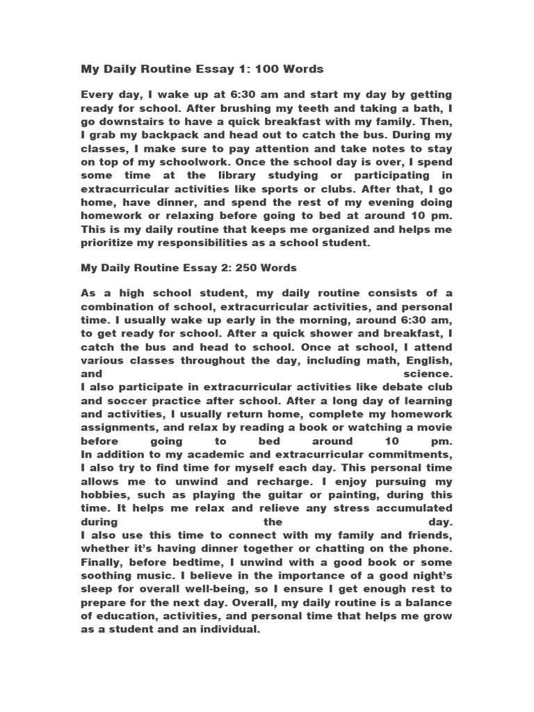 My Daily Routine Essay 1 | PDF | Wellness | Lifestyle