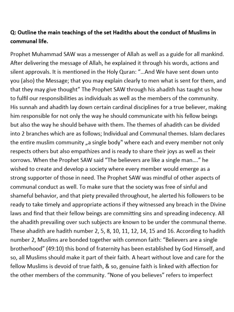 Communal Responsibilities in Islam | PDF | Hadith | Muhammad