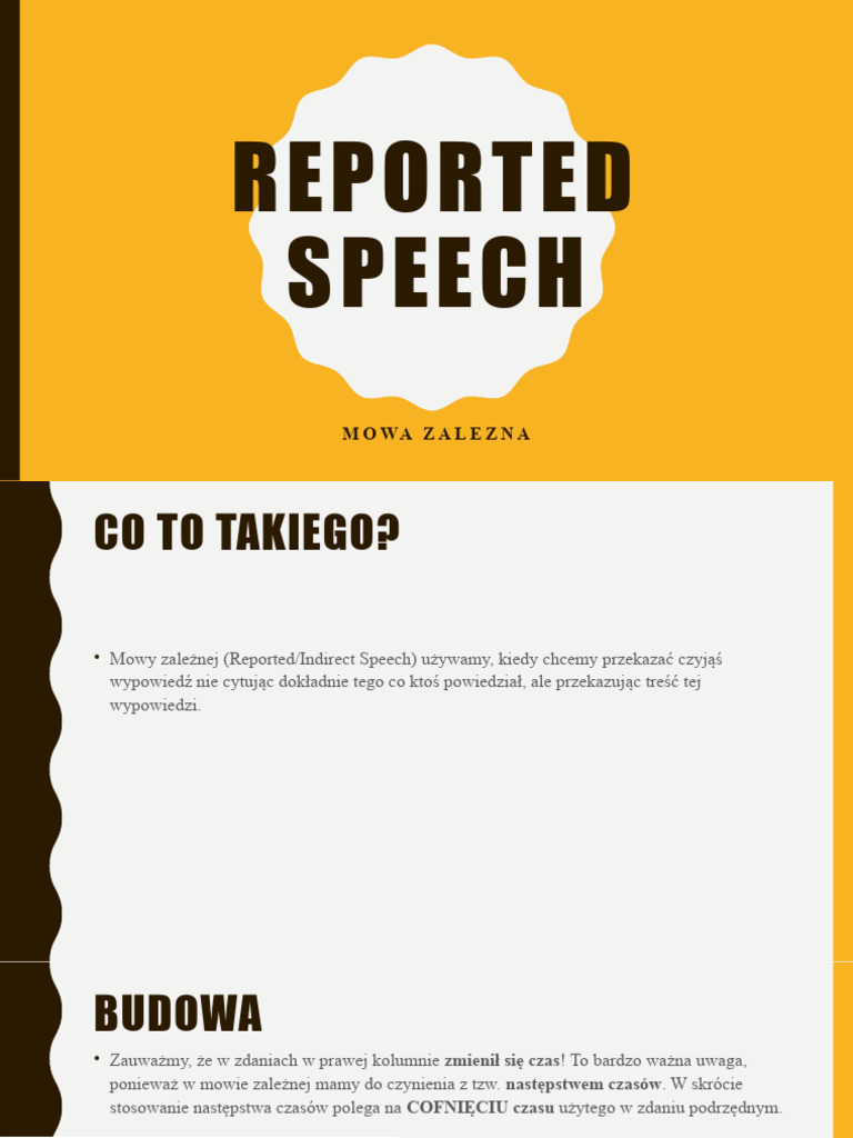 Reported Speech - MOWA ZALEZNA | PDF