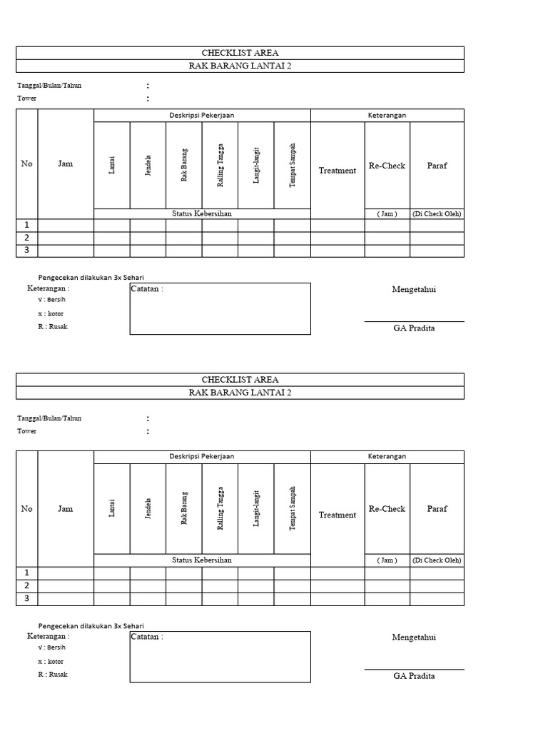 Checklist Area OB Lab Sipil | PDF