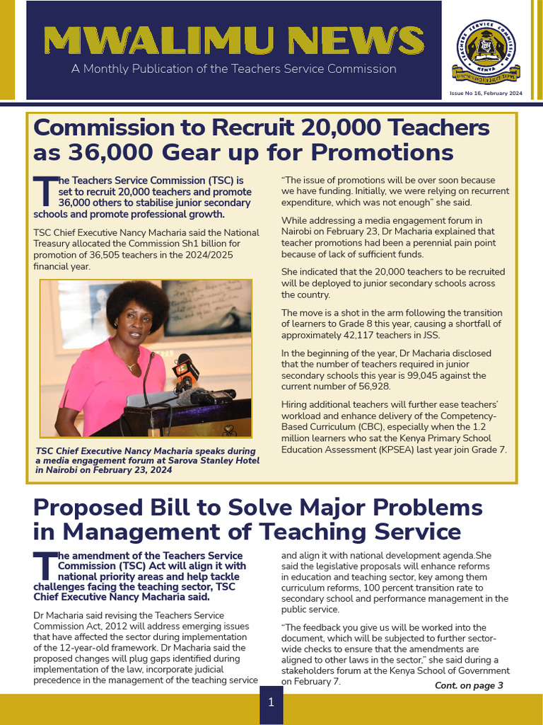 Mwalimu News Issue 16 | PDF | Teachers | Kenya