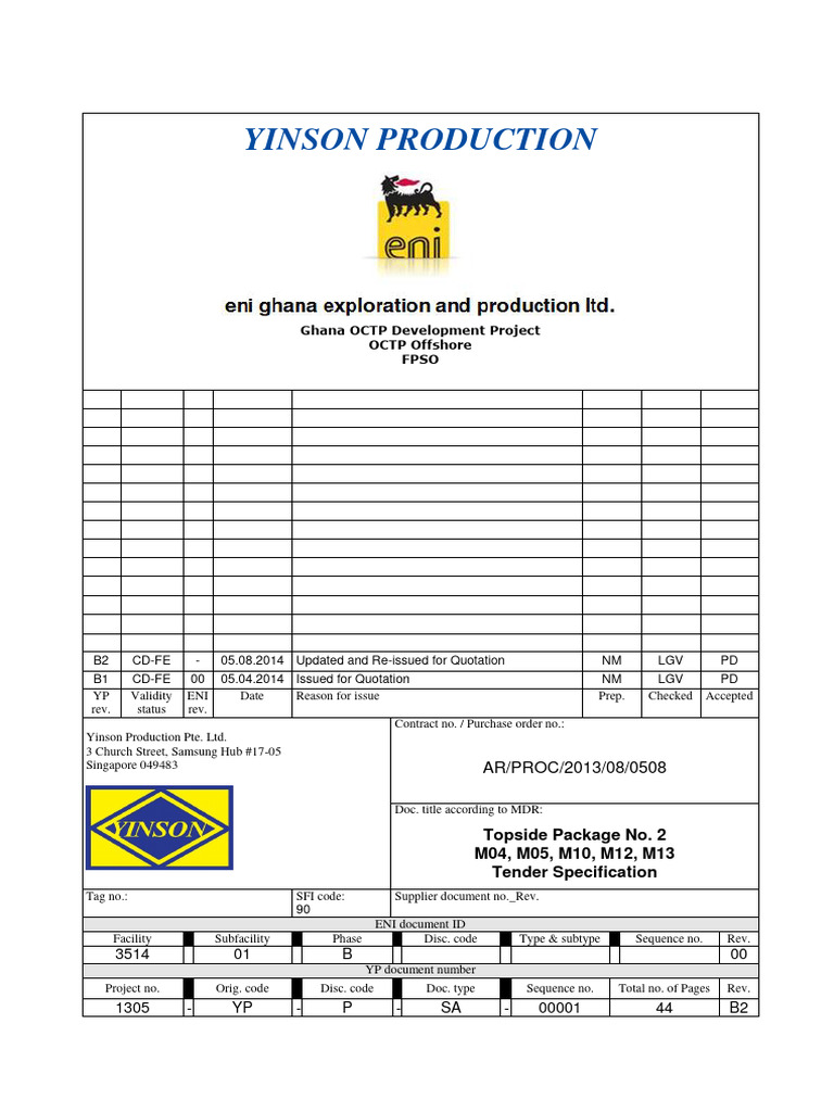 FPSO Topside Tender Specs | PDF | Power Supply | Alternating Current