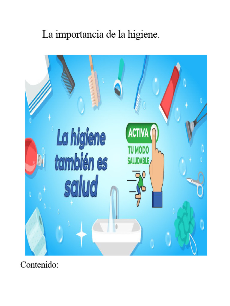 La Importancia de La Higiene | PDF | Higiene | Lavado de manos