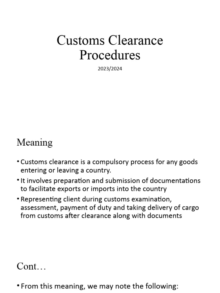 Customs Clearance Procedures by Lecture | Download Free PDF | Bill Of ...