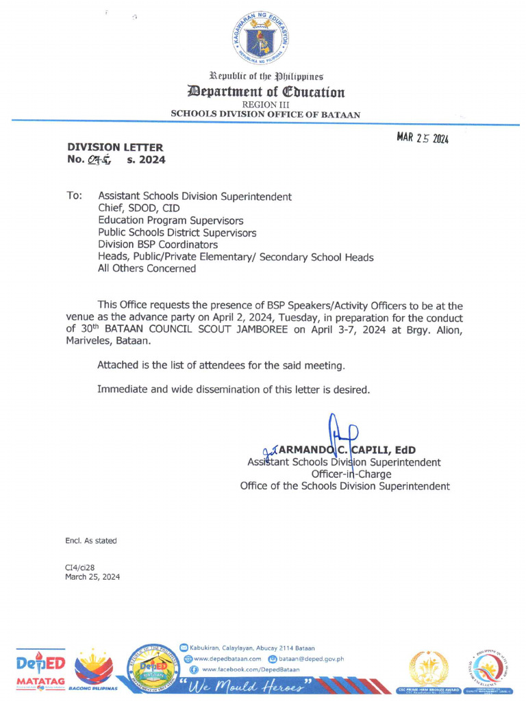 Division Letter No. 075 S. 2024 | PDF