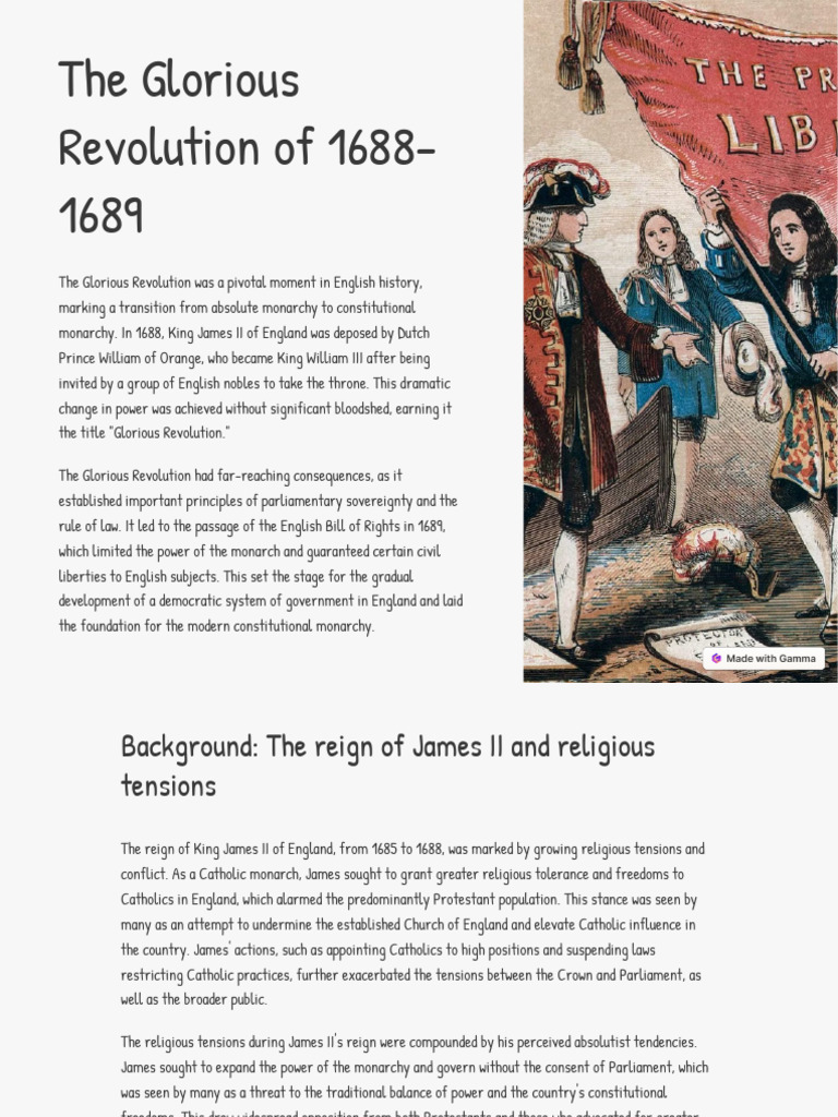 Glorious Revolution of 1688 Overview | PDF | Parliament | United States ...
