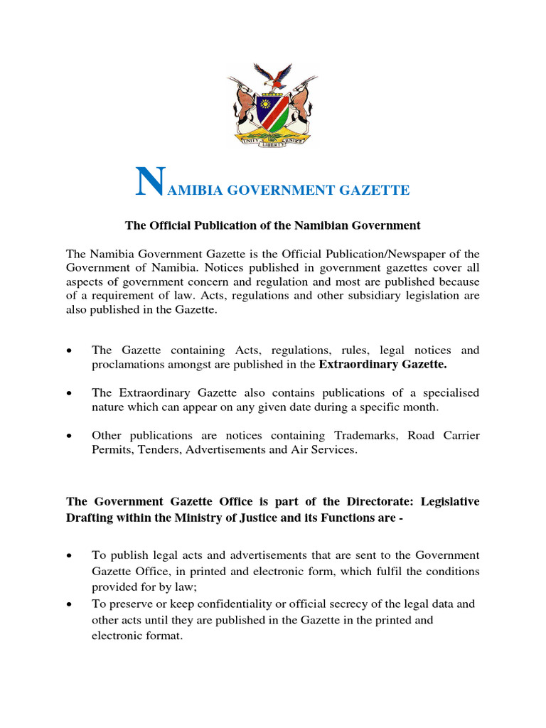 Government Gazette Office | PDF | Namibia | Proofreading