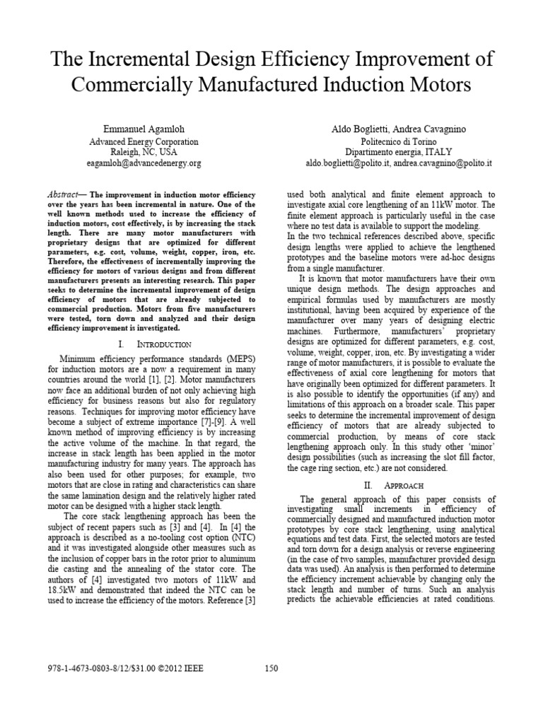 The Incremental Design Efficiency Improvement of Commercially ...