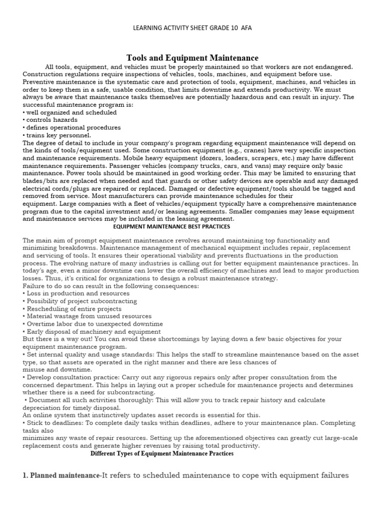 LEARNING ACTIVITY SHEET GRADE 10 AFA From Module 6 | PDF