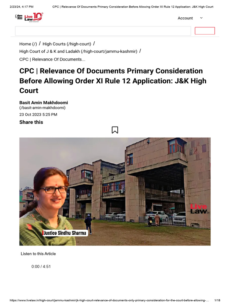 CPC - Relevance of Documents Primary Consideration Before Allowing ...