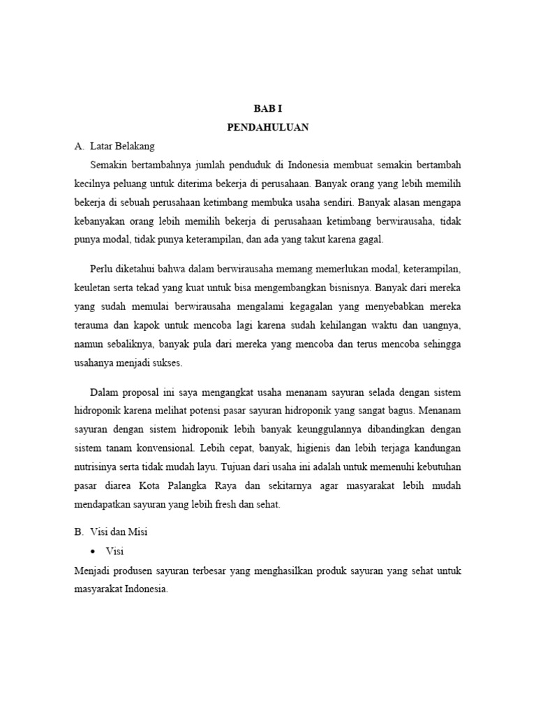 Proposal Usaha Hidroponik Sayuran Selada | PDF | Griya & Taman