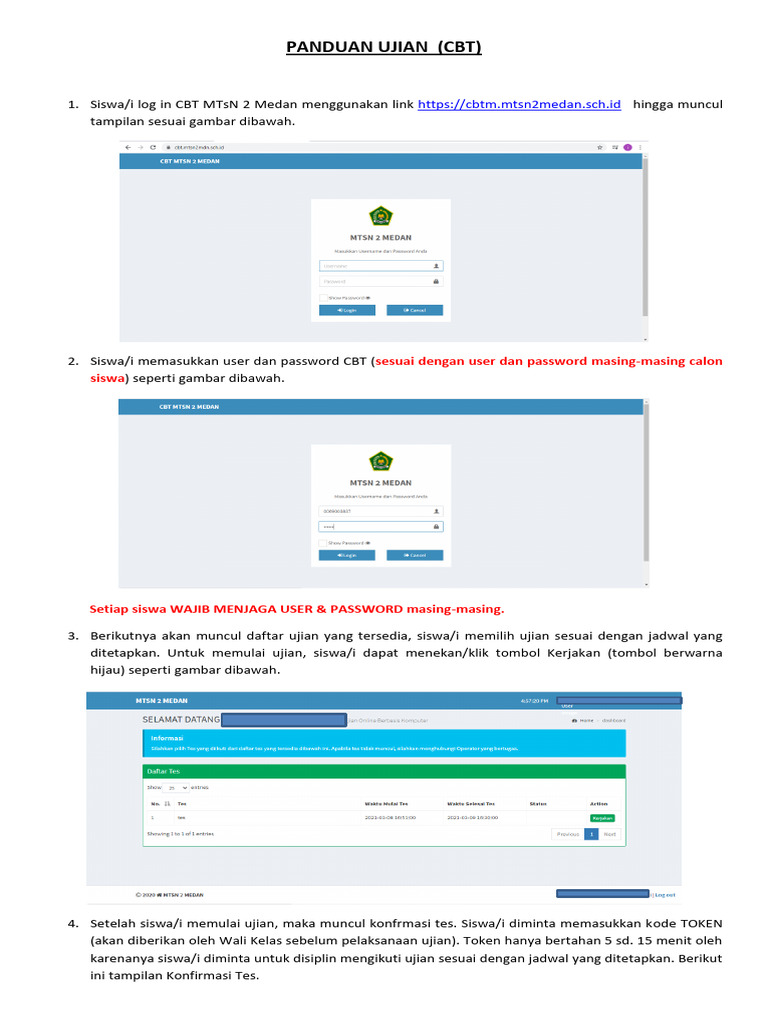 Panduan Ujian CBT System | PDF