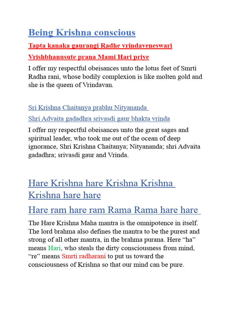 Being Krishna Conscious | PDF | Bhakti | Krishna