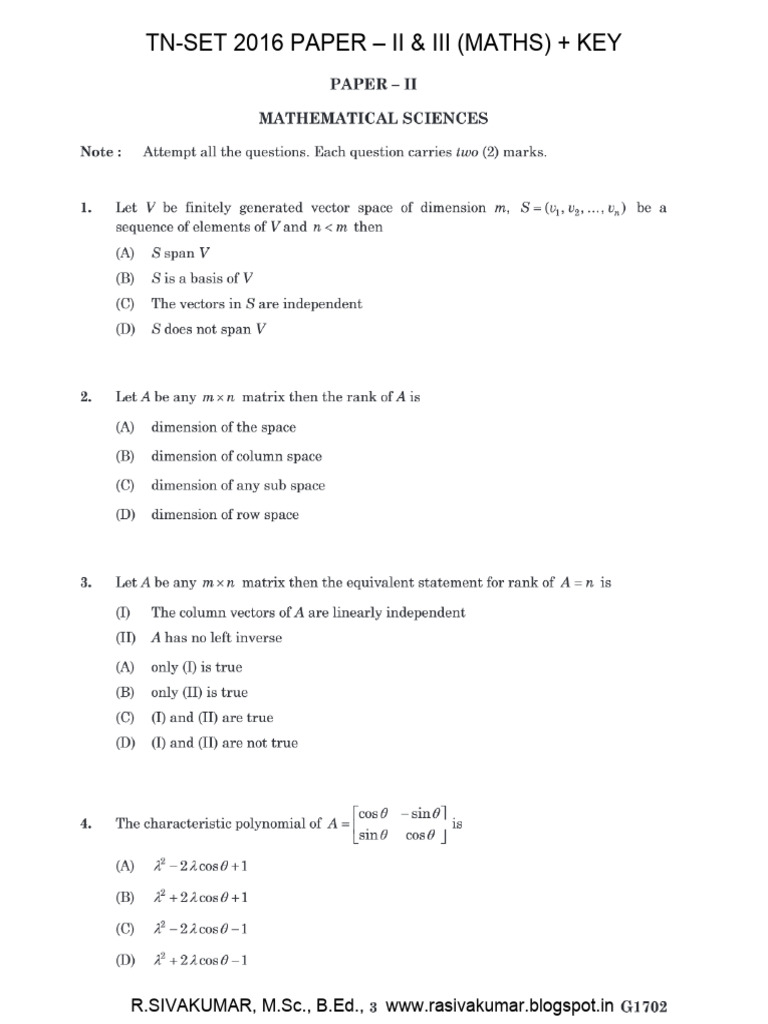 Set 2016 Paper - Ii & Iii | PDF | Travel | Science & Mathematics