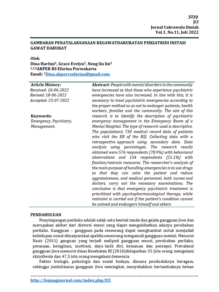 Penatalaksanaan Darurat Psikiatri di IGD RSJ Jawa Barat | PDF | Pengembangan Diri | Sains ...