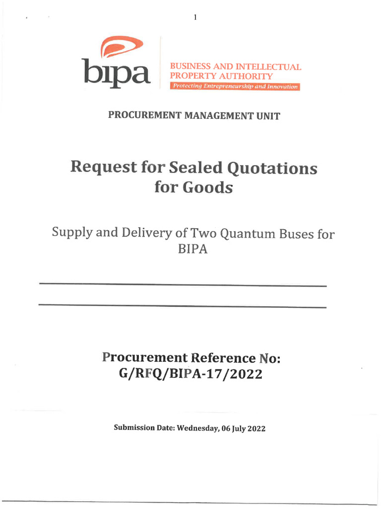 Request For Sealed Quotations For Goods Template 2022 | PDF