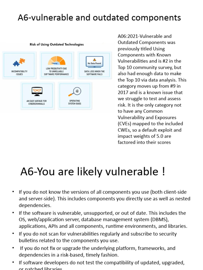 A6-Vulnerable and Outdated Components | PDF | Vulnerability (Computing ...