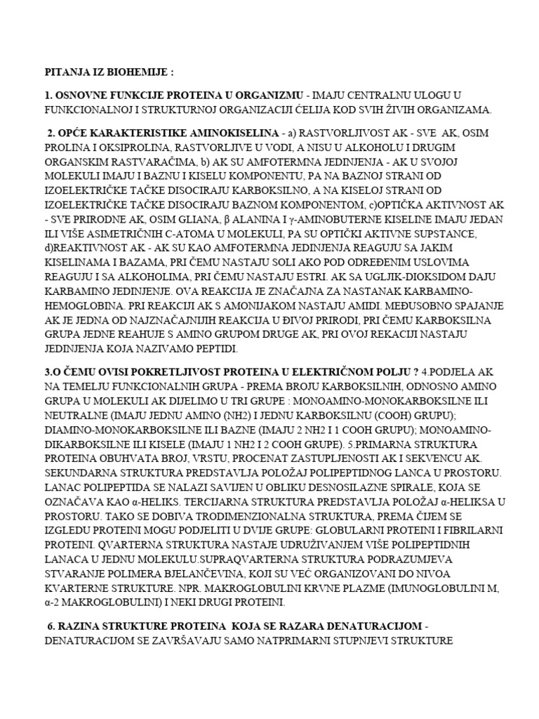 Biohemija Skripta Za Ispit | PDF