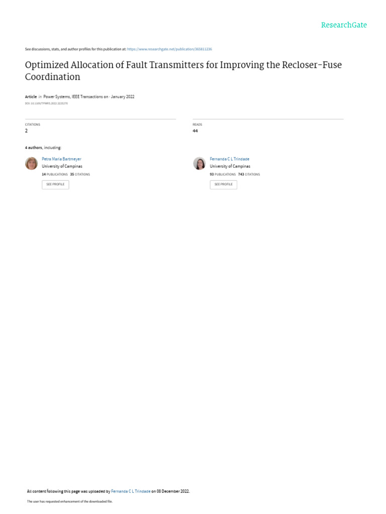 Optimized Allocation of Fault Indicators For Improving The Recloser Fuse Coordination RG | PDF ...