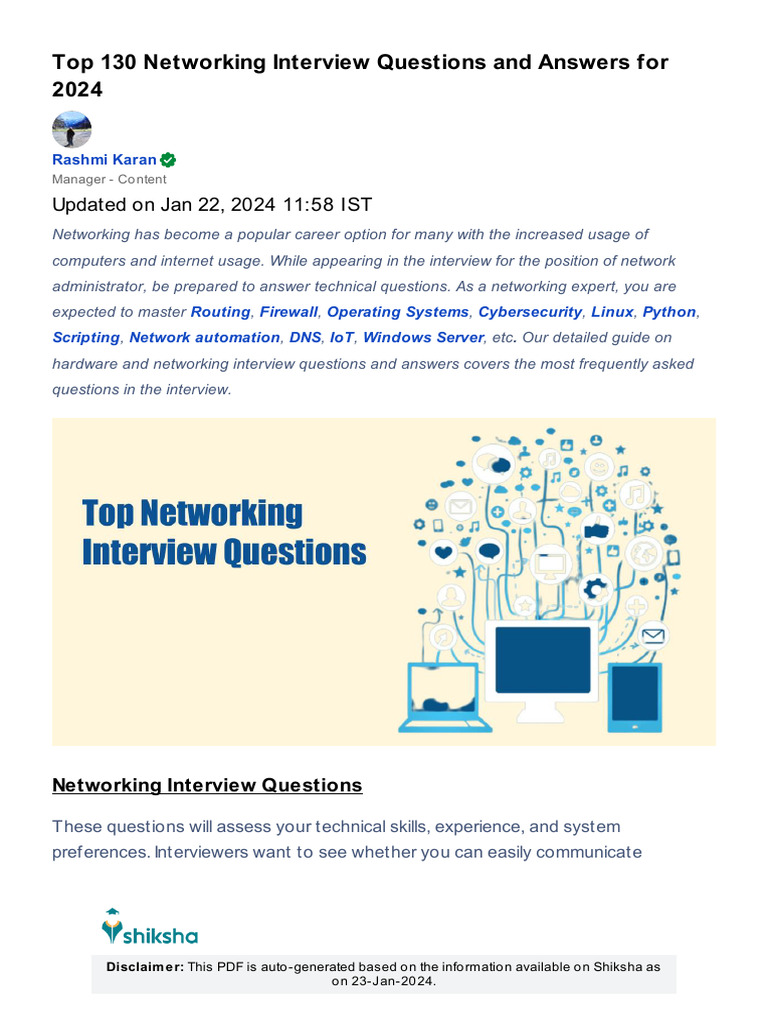 Network Interview Question With Answer | PDF | Computer Network ...