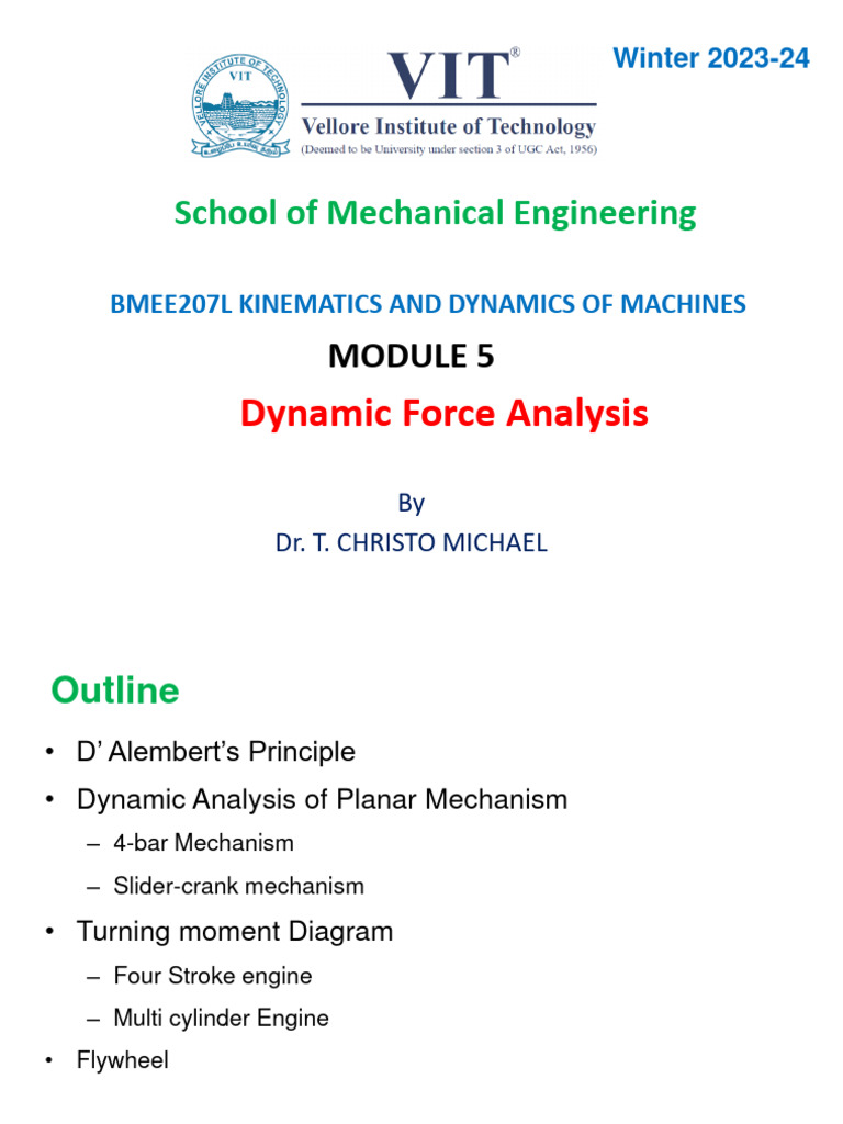 Dynamic Force Analysis in Machines | PDF | Piston | Torque