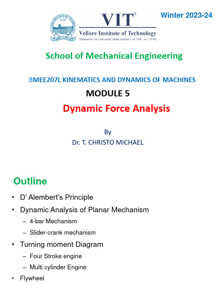MODULE 5 DYNAMIC FORCE ANALYSIS_1 | PDF | Piston | Classical Mechanics