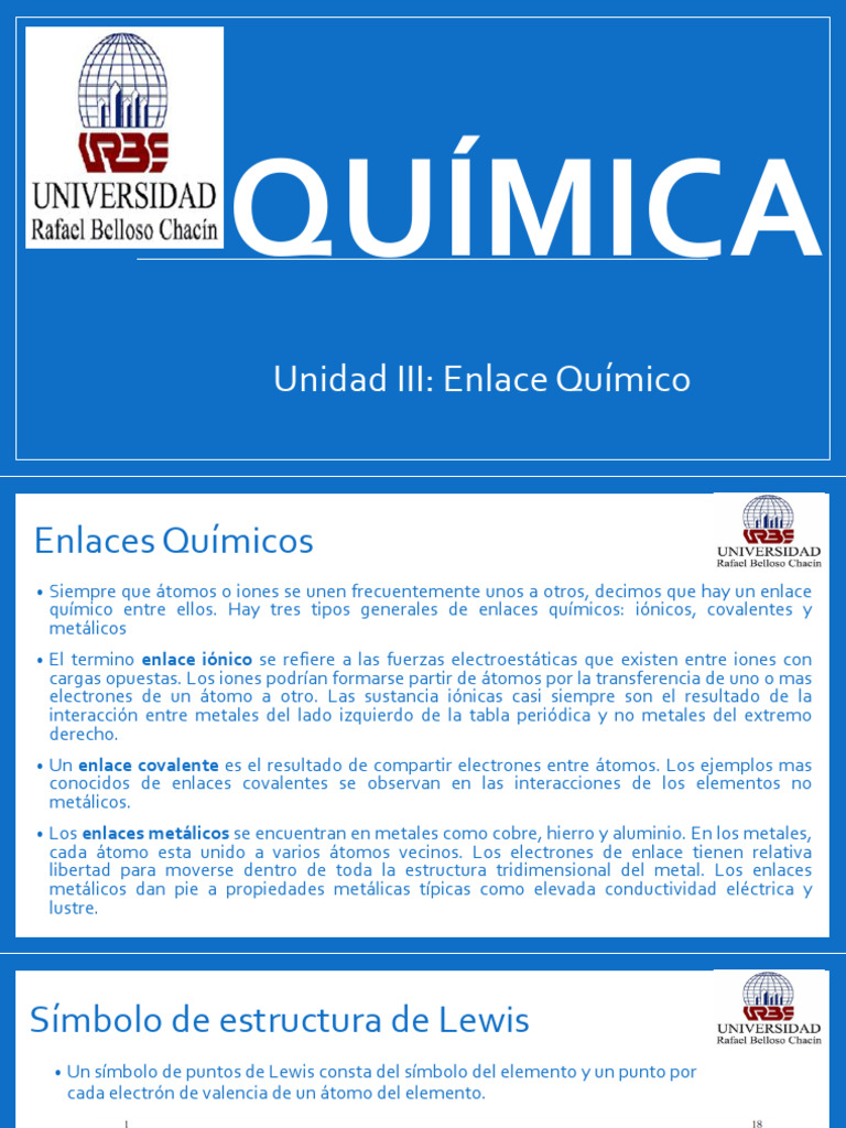 Química Unidad 3 Enlace Quimico | PDF | Enlace químico | Enlace covalente