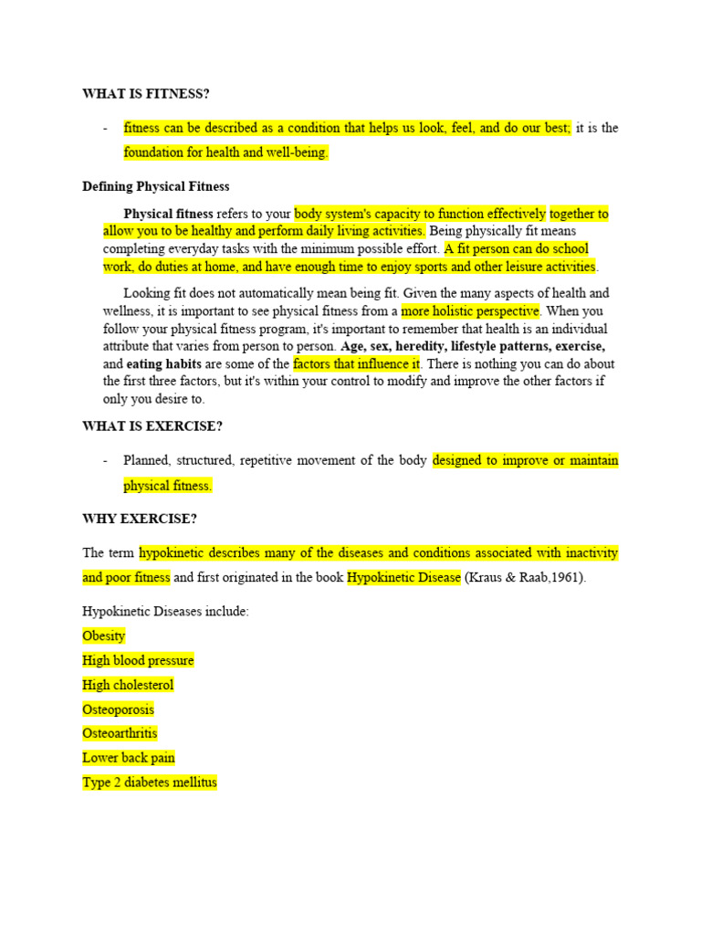 Fitt 2 Handouts | PDF | Physical Fitness | Obesity