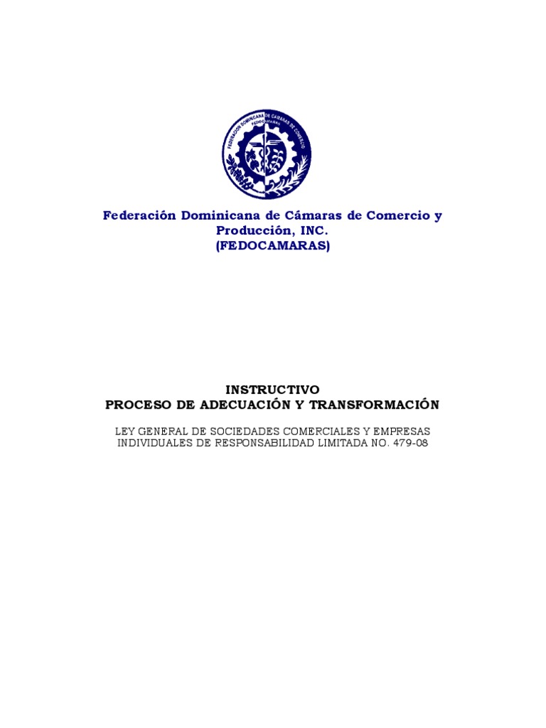 Instructivo Ley 479-08 Sociedades Comerciales | PDF | Liquidación ...