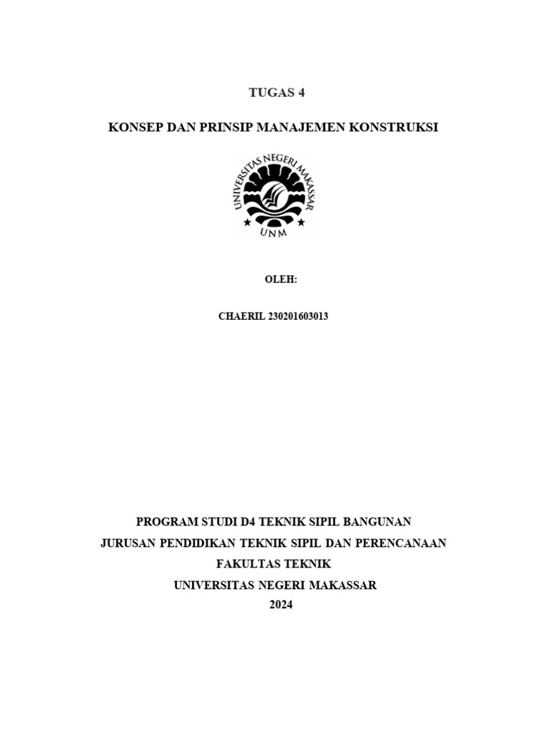 Tugas 4 Manajemen Kontruksi Chaeril 230201603013 | PDF