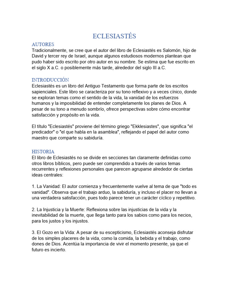 Reflexiones de Eclesiastés | PDF | Eclesiastés