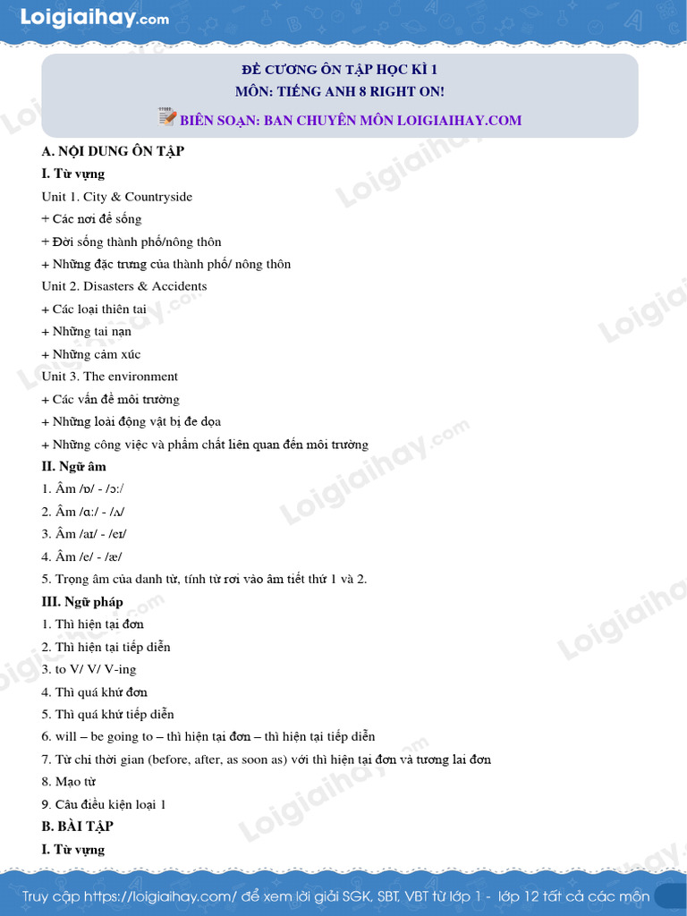 ĐỀ CƯƠNG HKI LỚP 8 | PDF | Earth Sciences