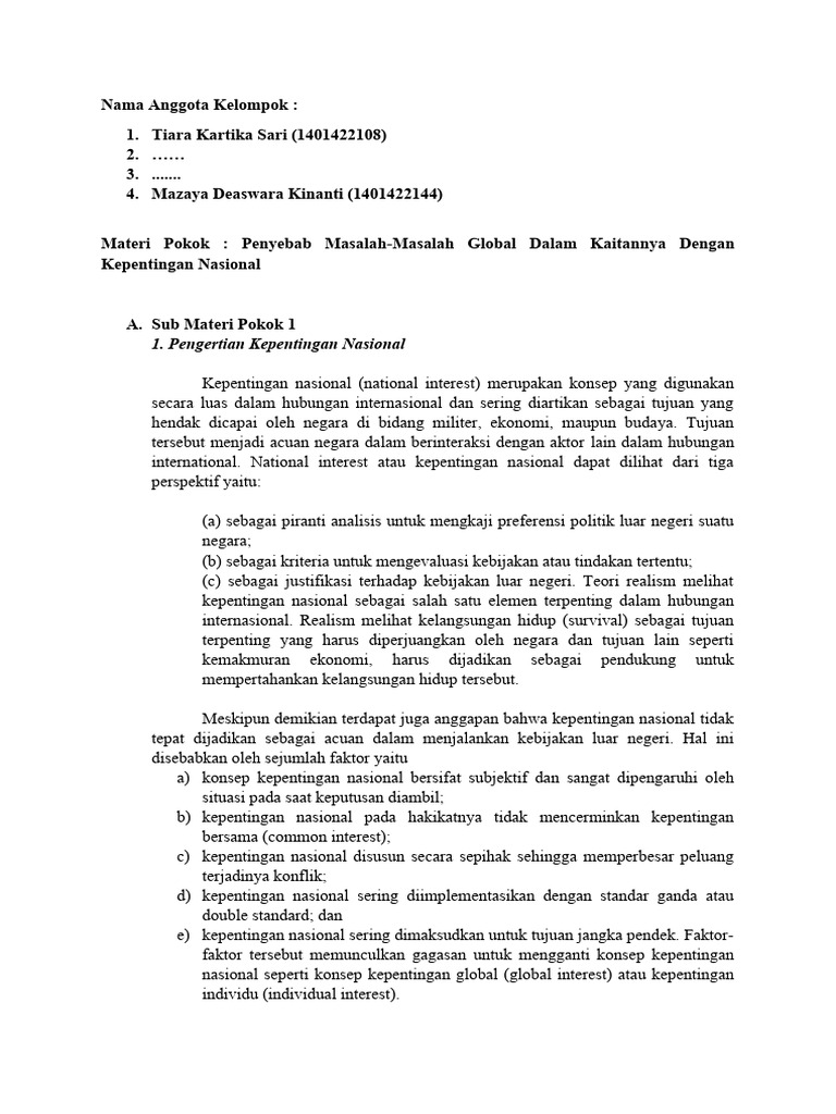 Laporan Presentasi K7 - Perspektif Global | PDF | Politik