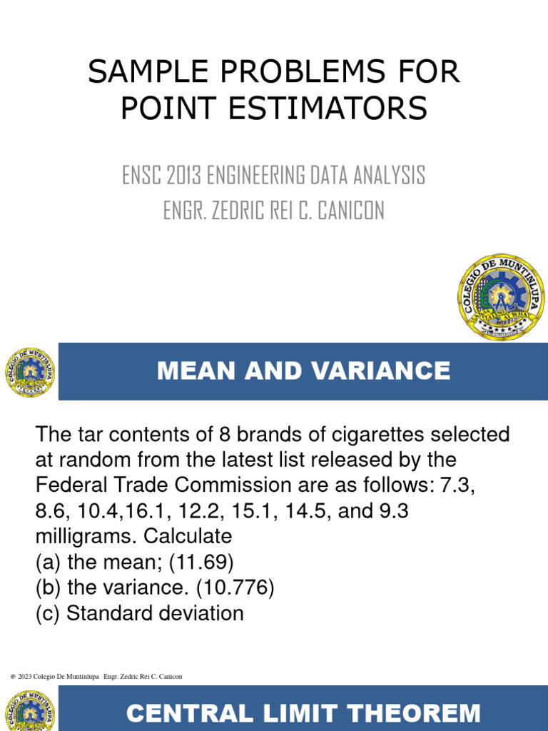 Week 7-8 Point Estimators and Statistical Intervals | PDF | Standard ...