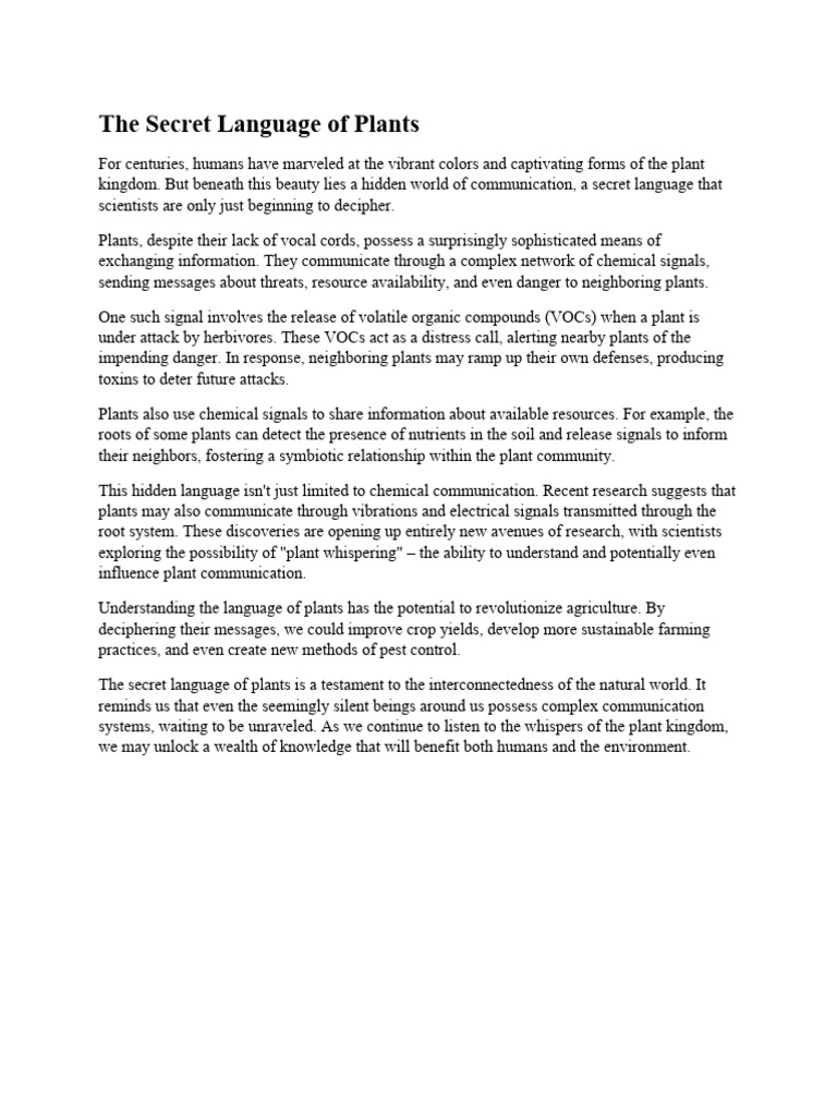 The Secret Language of Plants | PDF