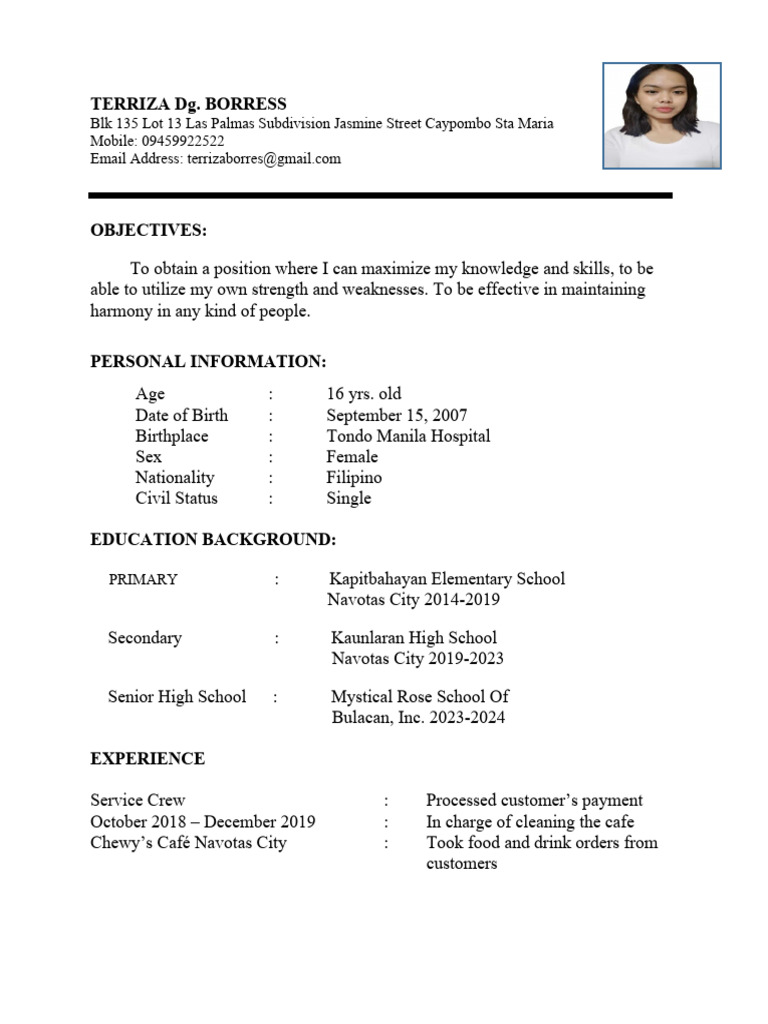 Resume 4 | PDF