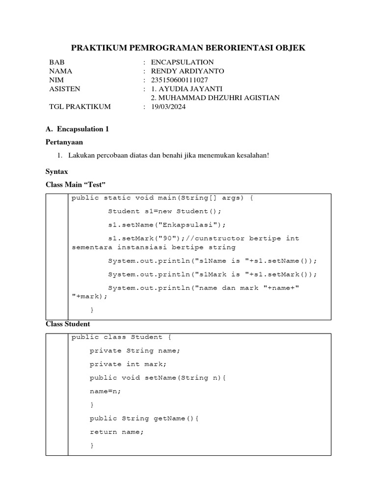 Bab 4 Encapsulation | PDF | Komputer