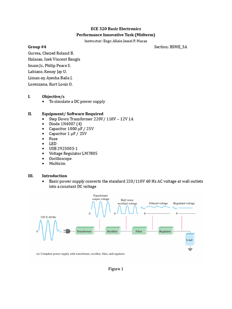 ECE 320 Basic Electronics PIT | PDF | Rectifier | Power Supply