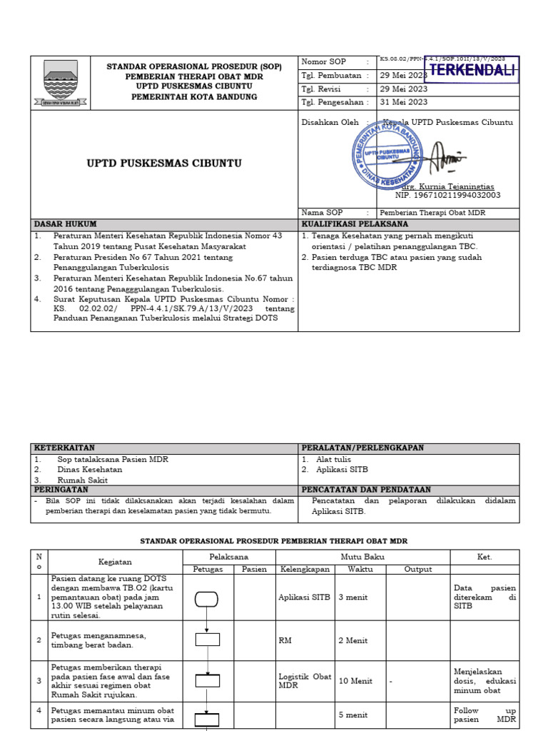 Sop Therapi MDR - Terkendali | PDF