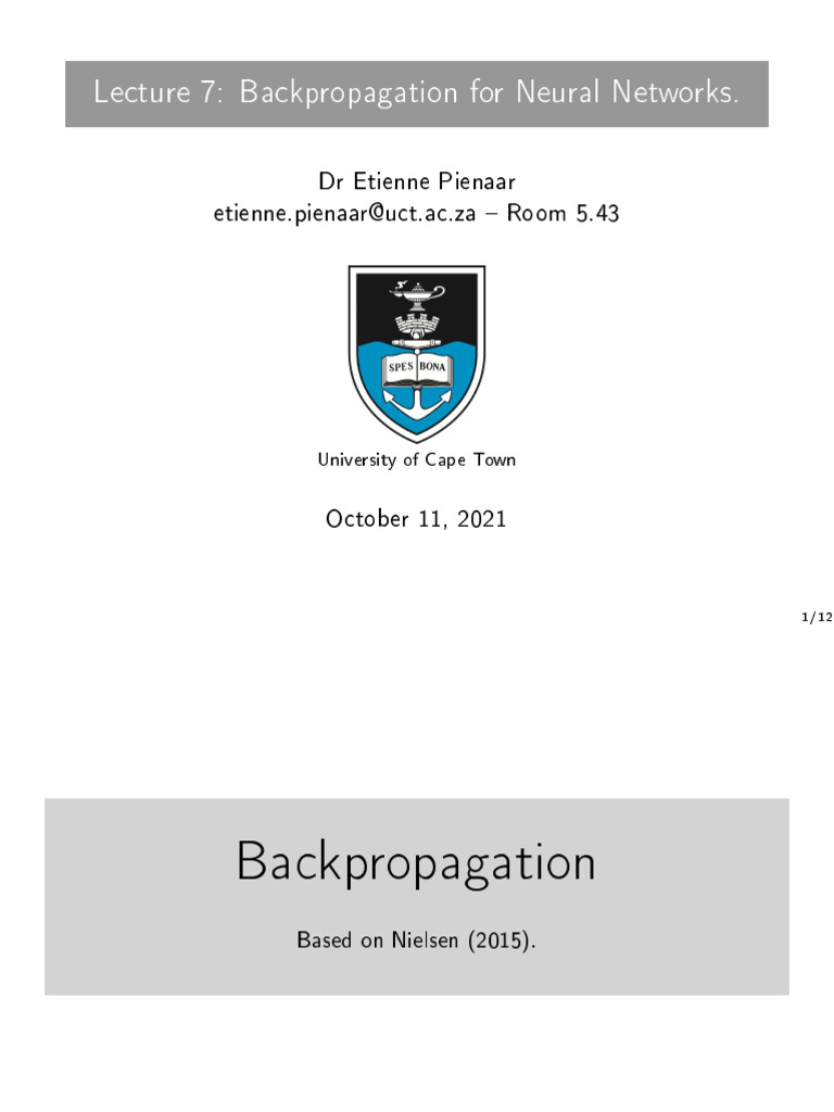 Lecture Slides 4 Backpropagation 2021 Pdf Linear Algebra