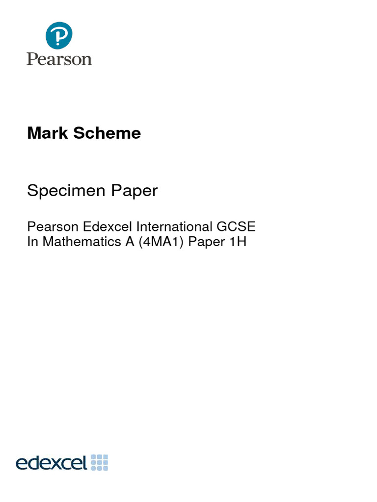 Edexcel International GCSE Maths Mark Scheme | PDF | Mathematics